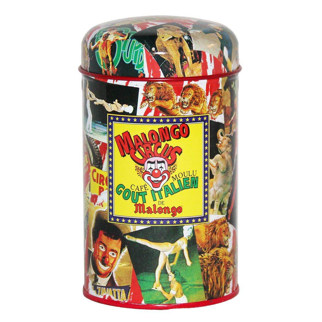 Boîte publicitaire vintage café Malongo Circus cirque Pinder vide en t ...