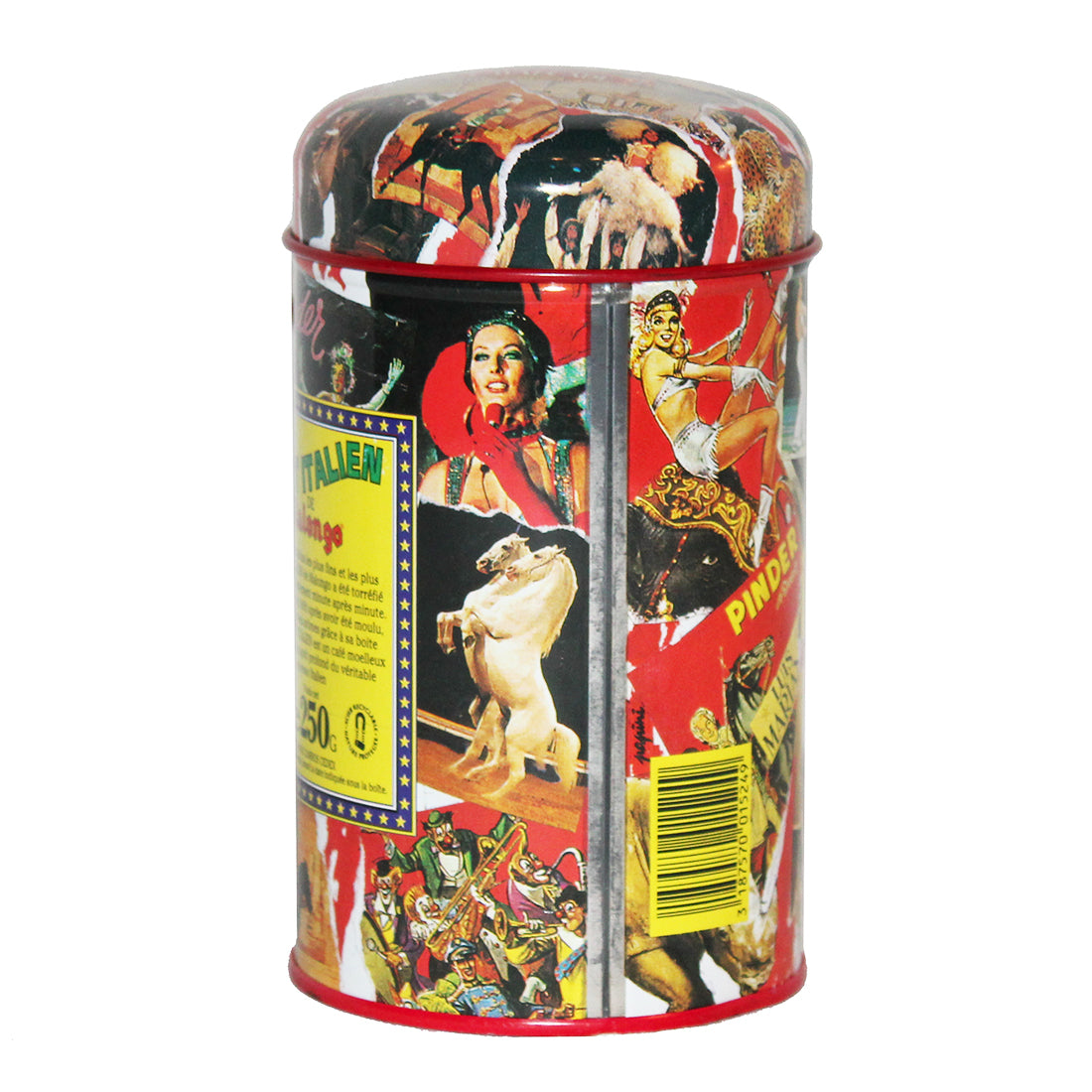 Boîte publicitaire vintage café Malongo Circus cirque Pinder vide en t ...