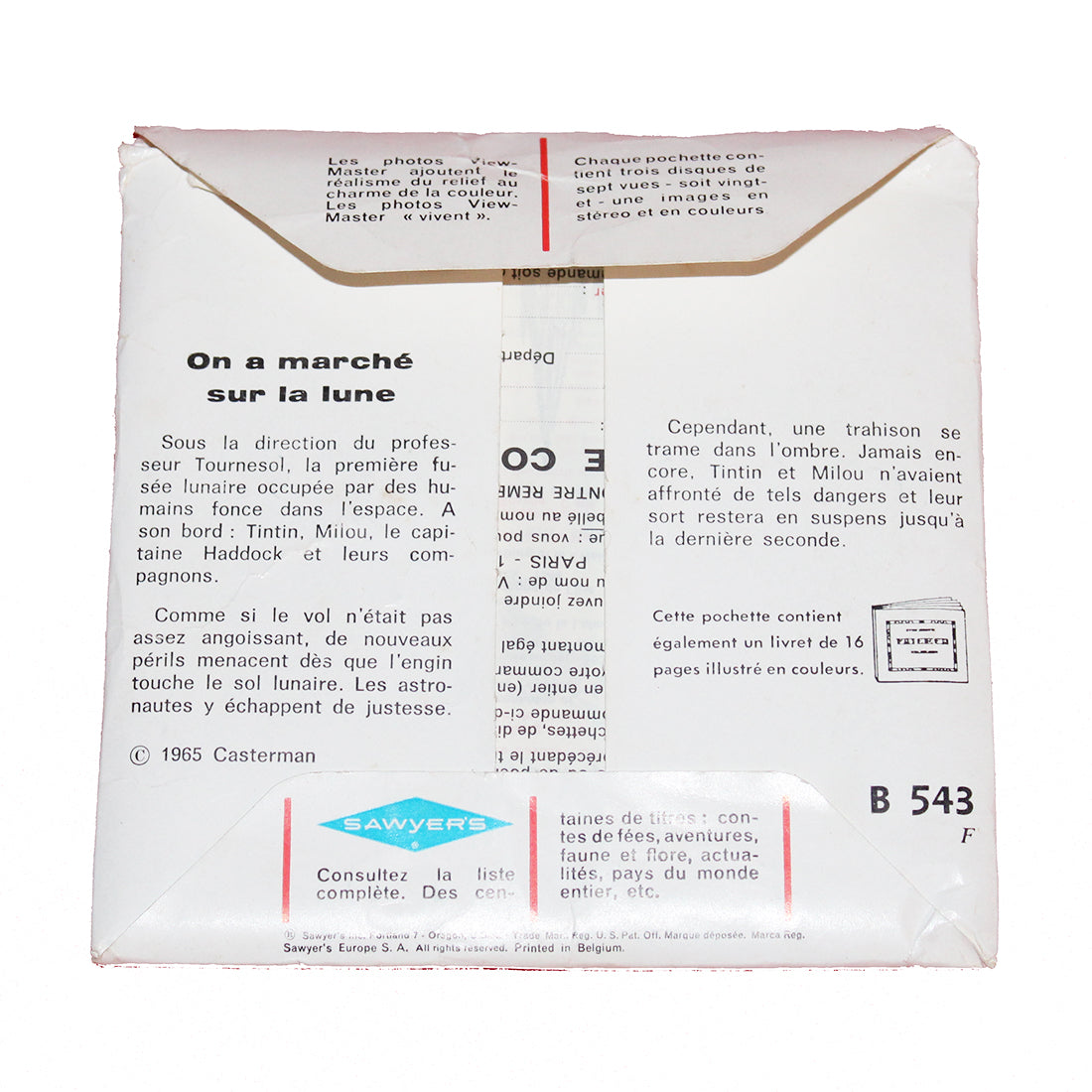 Pochette de disques photos en relief View Master Sawyer's Tintin on a ...