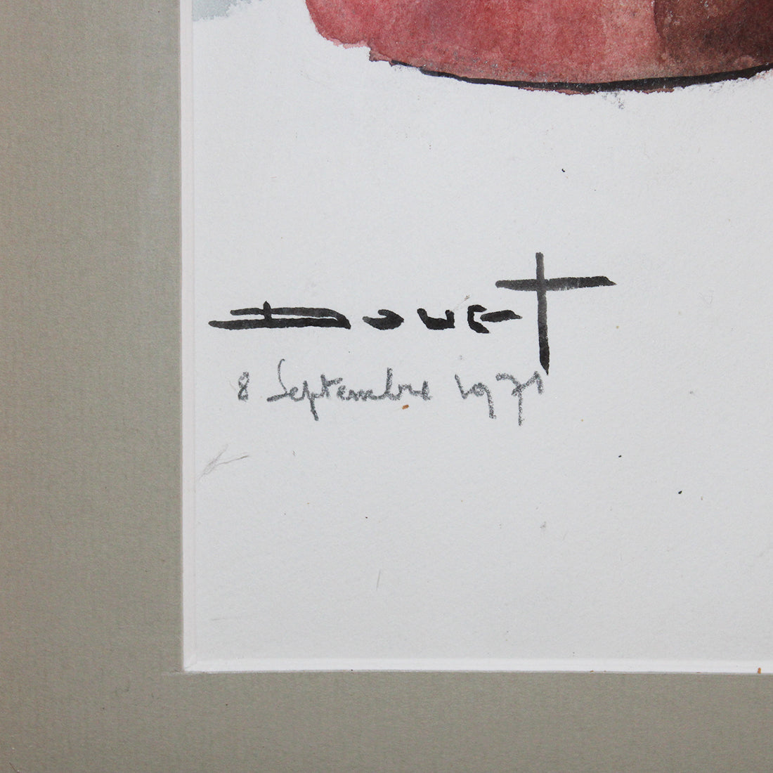 Aquarelle vintage sous cadre par Pierre Douet - Femme / Pin-up assise ...